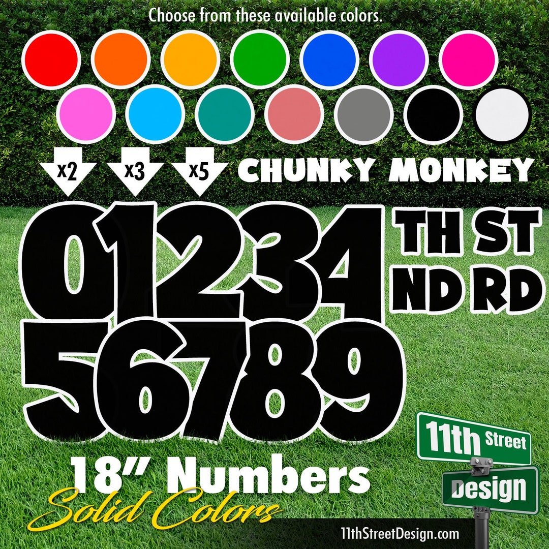 18 Numbers Chunky Monkey Large Yard Sign Number Set - Etsy