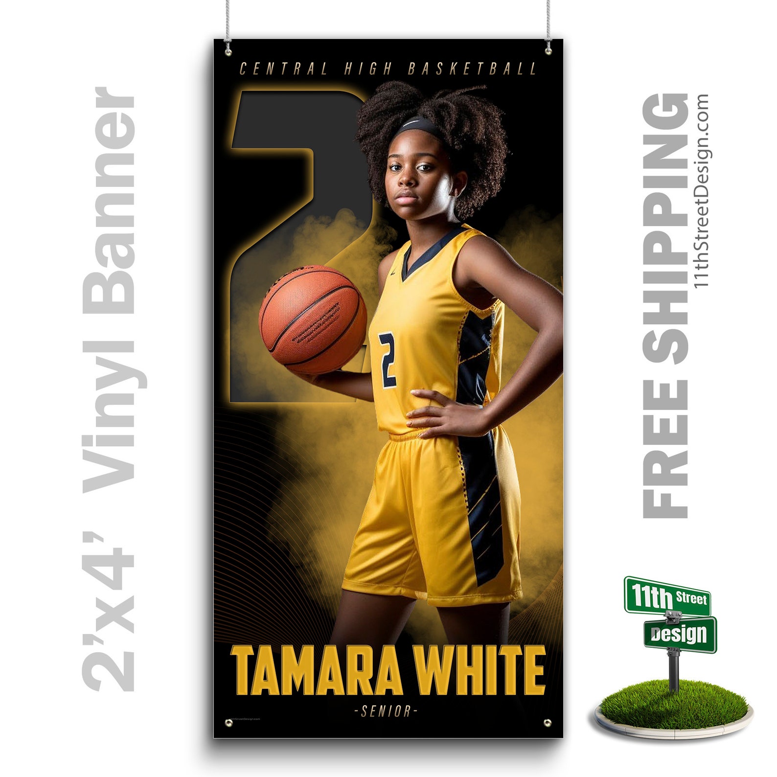 Custom-printed Vinyl Basketball Banner, Weatherproof High School Senior ...