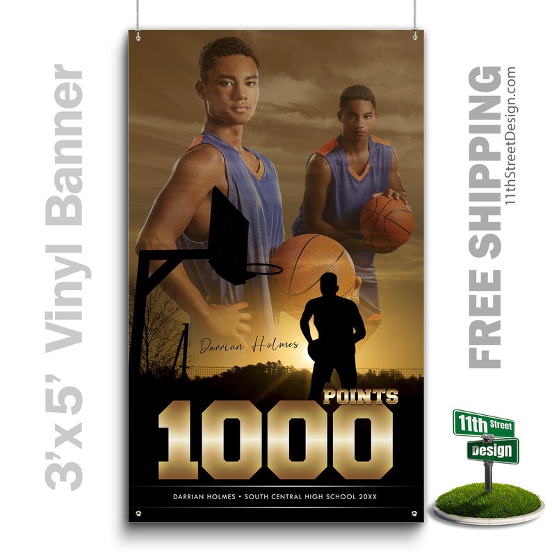 Custom-printed Vinyl Basketball Banner, Weatherproof High School Senior ...