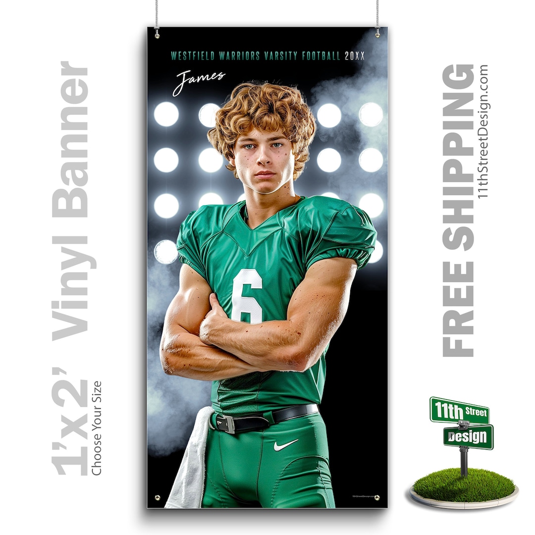 Custom-printed Vinyl Football Banner, Weatherproof High School Senior ...