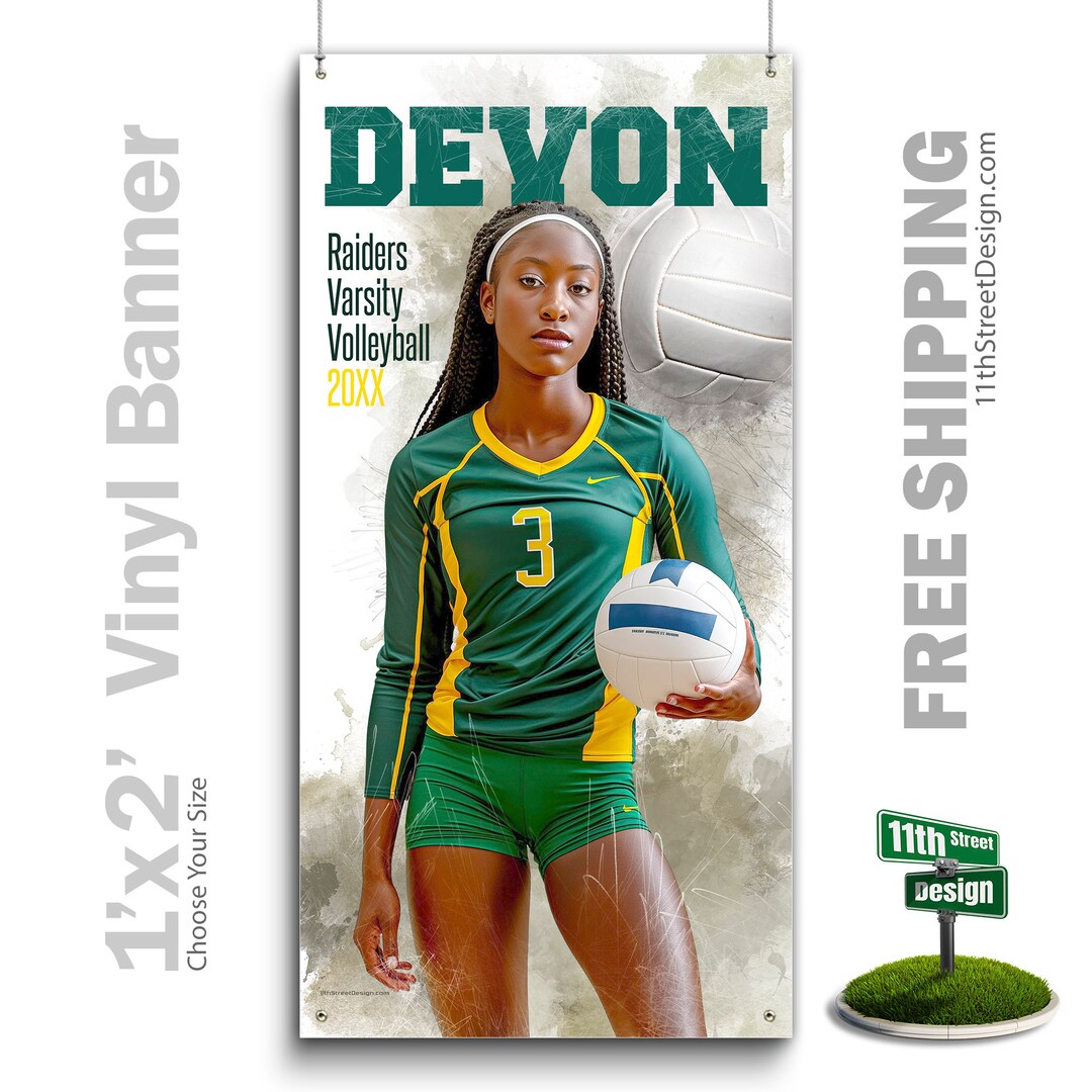 Custom-printed Vinyl Volleyball Banner, Weatherproof High School Senior ...