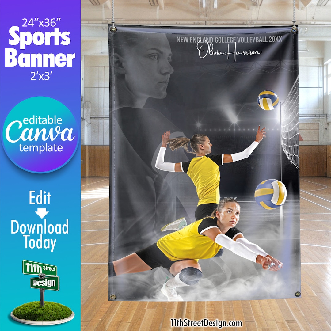Volleyball Banner Canva Template, Design Your Own Custom Senior ...