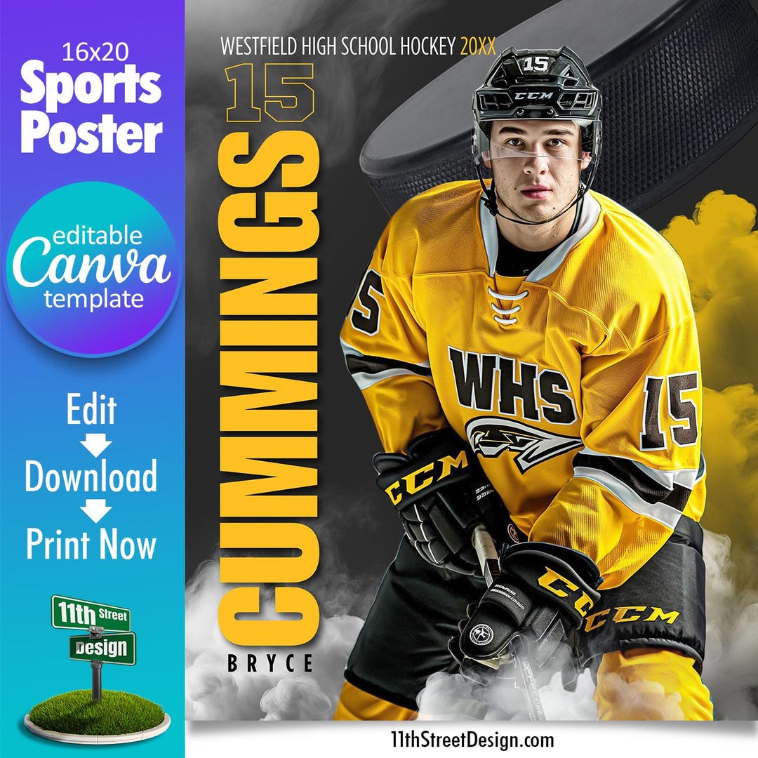 Hockey Poster Canva Template, Design Your Own Custom Senior Hockey Team ...