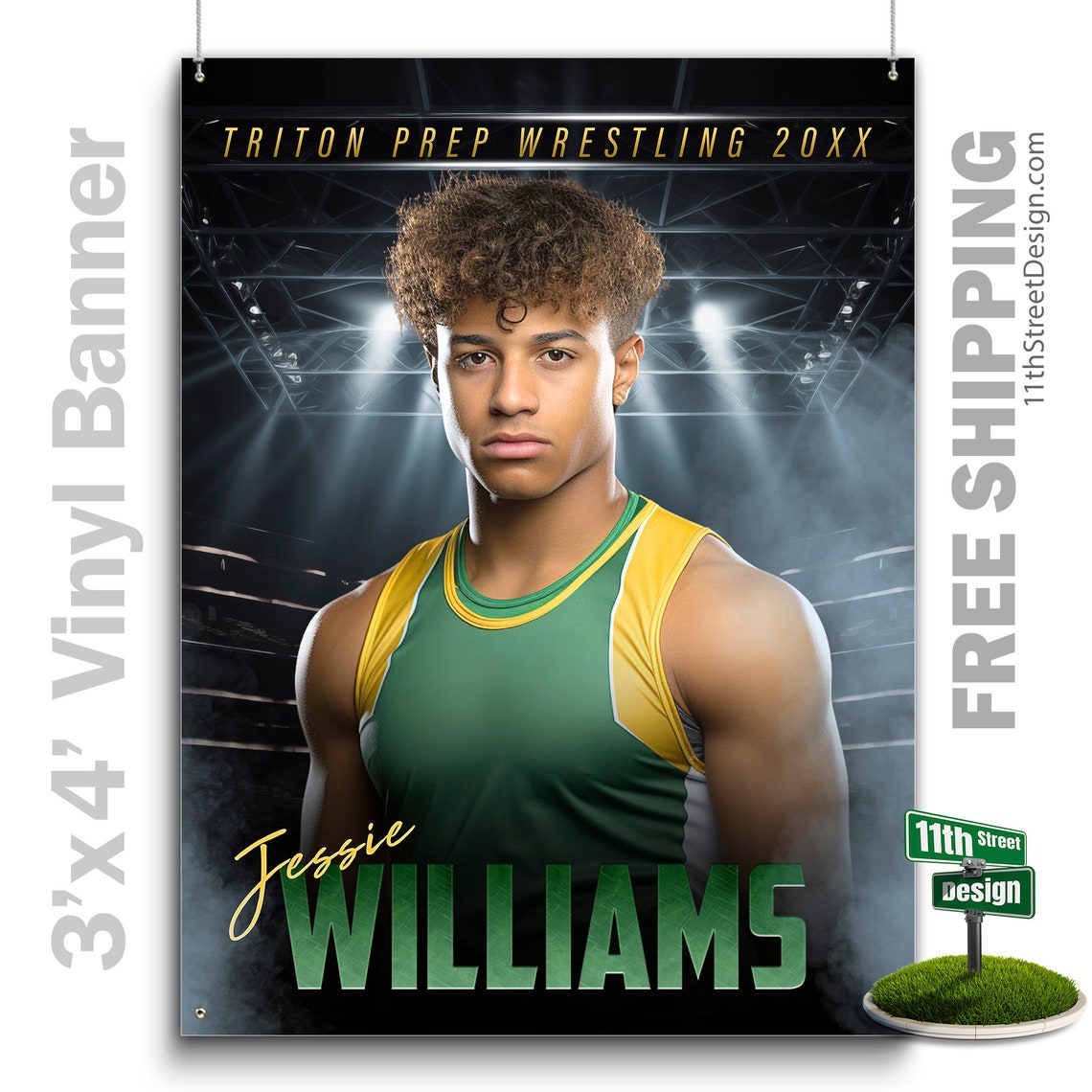 Custom-printed Vinyl Wrestling Banner, Weatherproof High School Senior ...