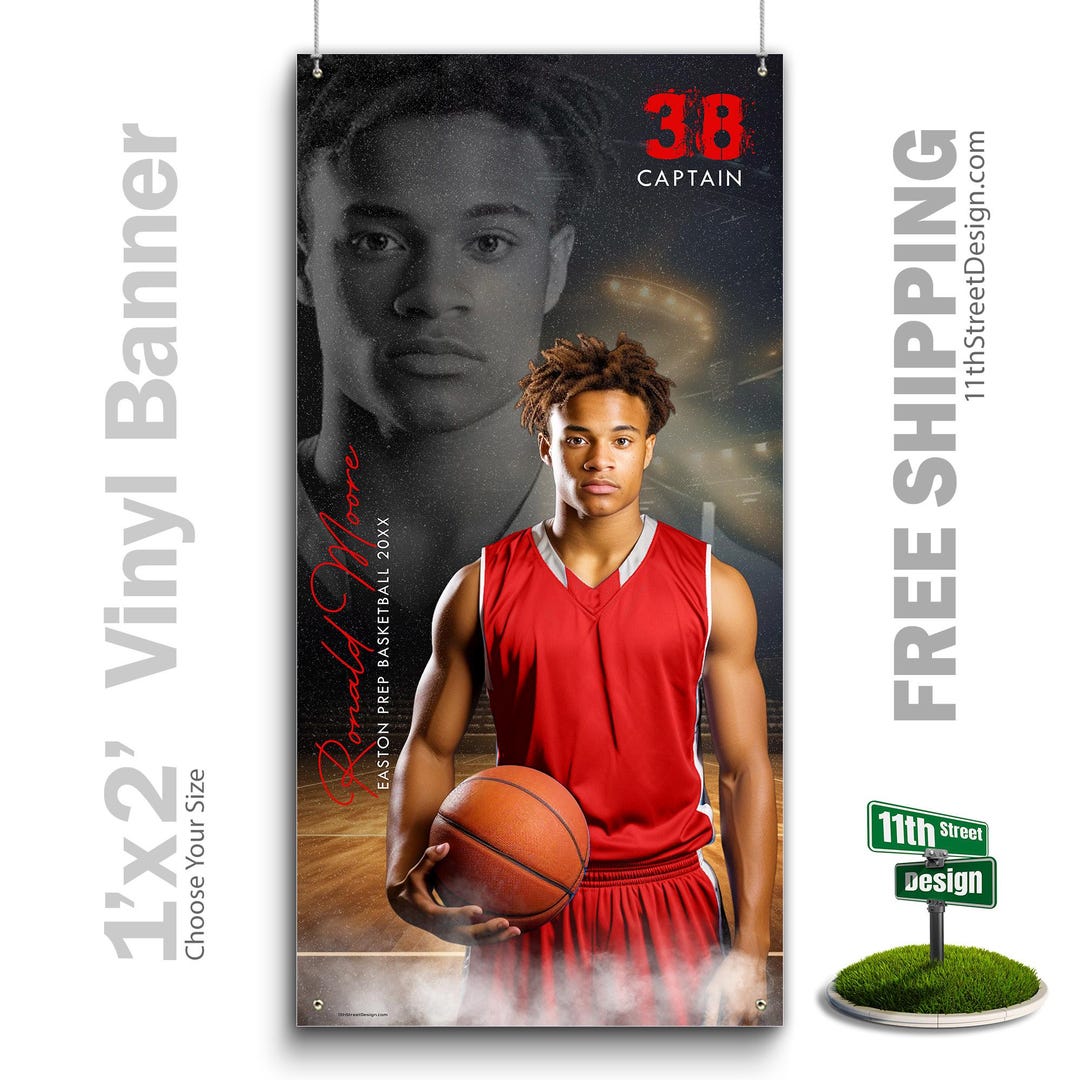 Custom-printed Vinyl Basketball Banner, Weatherproof High School Senior ...