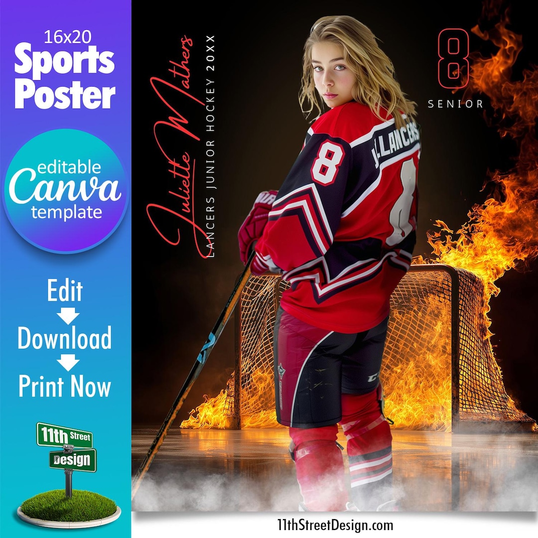 Hockey Poster Canva Template, Design Your Own Custom Senior Hockey Team ...