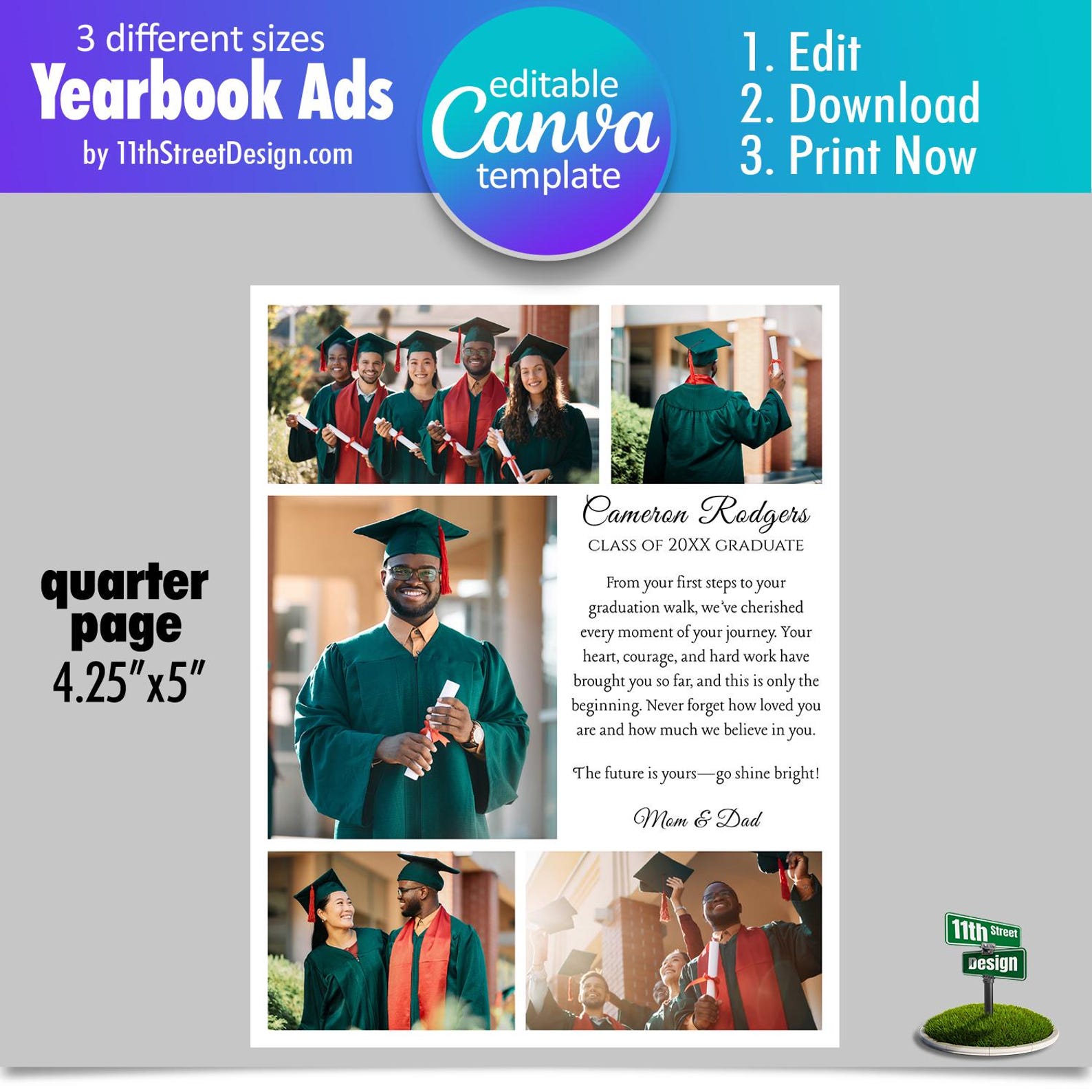 Shine Bright Yearbook Ad Template | Senior Ad for Yearbook | Editable ...