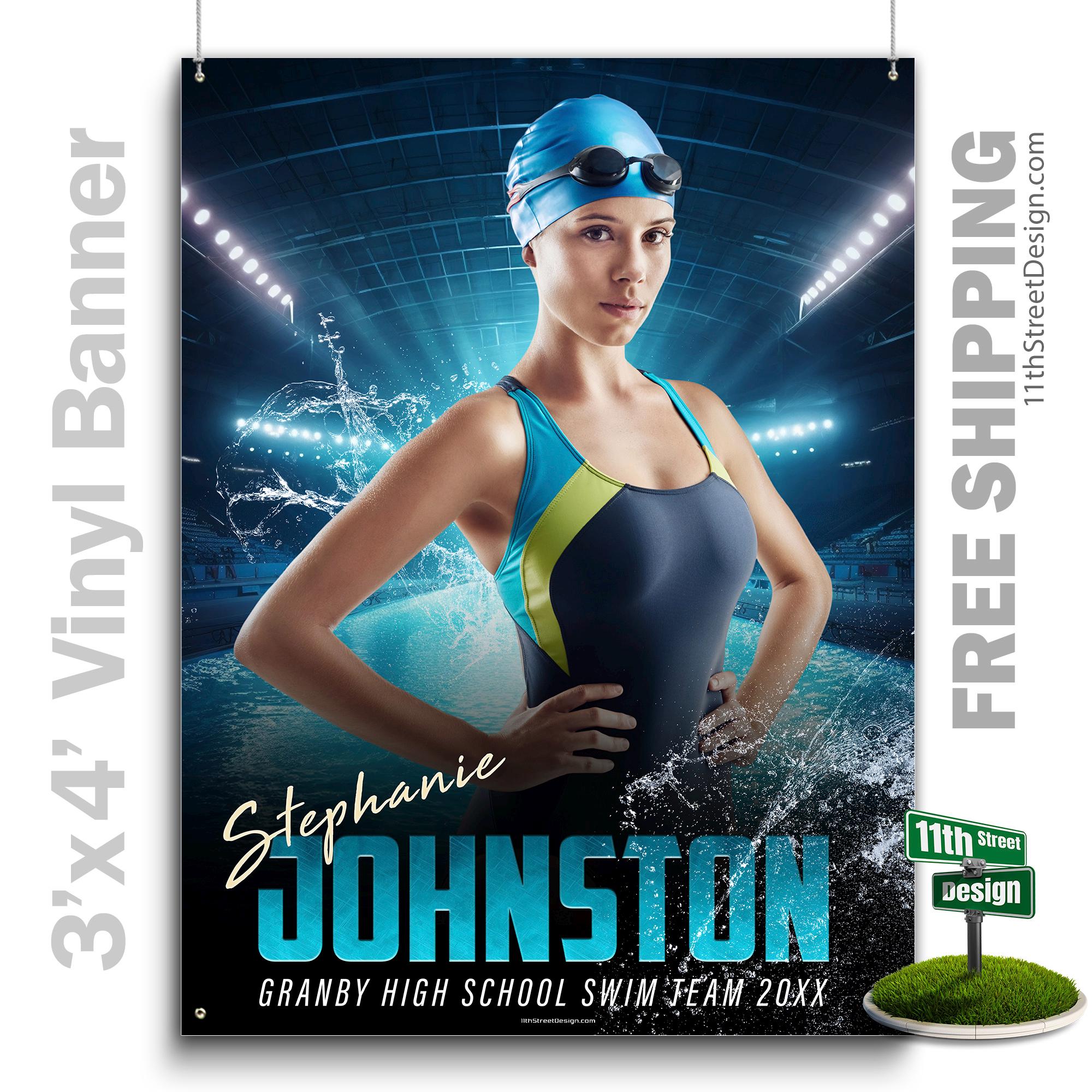 Custom-printed Vinyl Swimming Banner, Weatherproof High School Senior ...