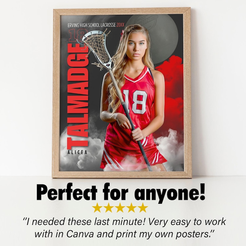 Lacrosse Poster Canva Template, Design Your Own Custom Senior Lacrosse ...