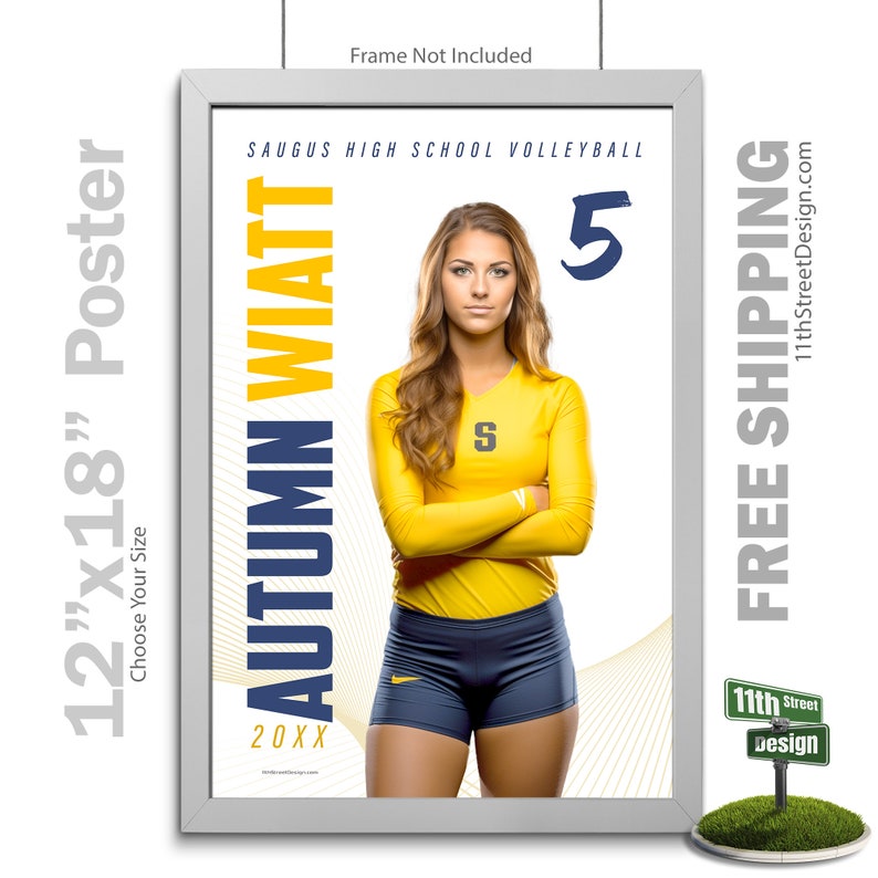 Custom-printed Volleyball Poster, High School Senior Night Sports ...