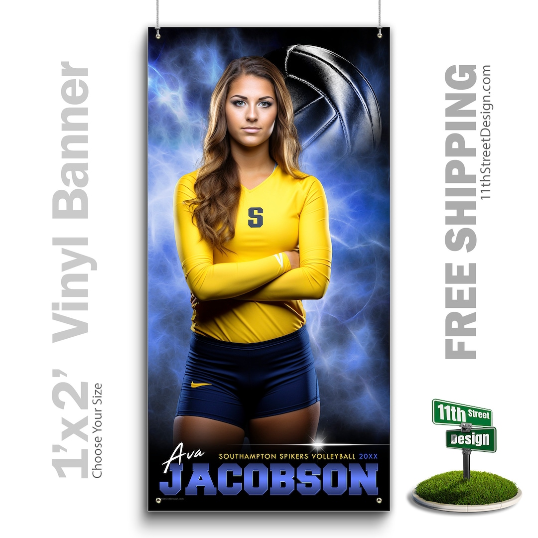 Custom-printed Vinyl Volleyball Banner, Weatherproof High School Senior ...