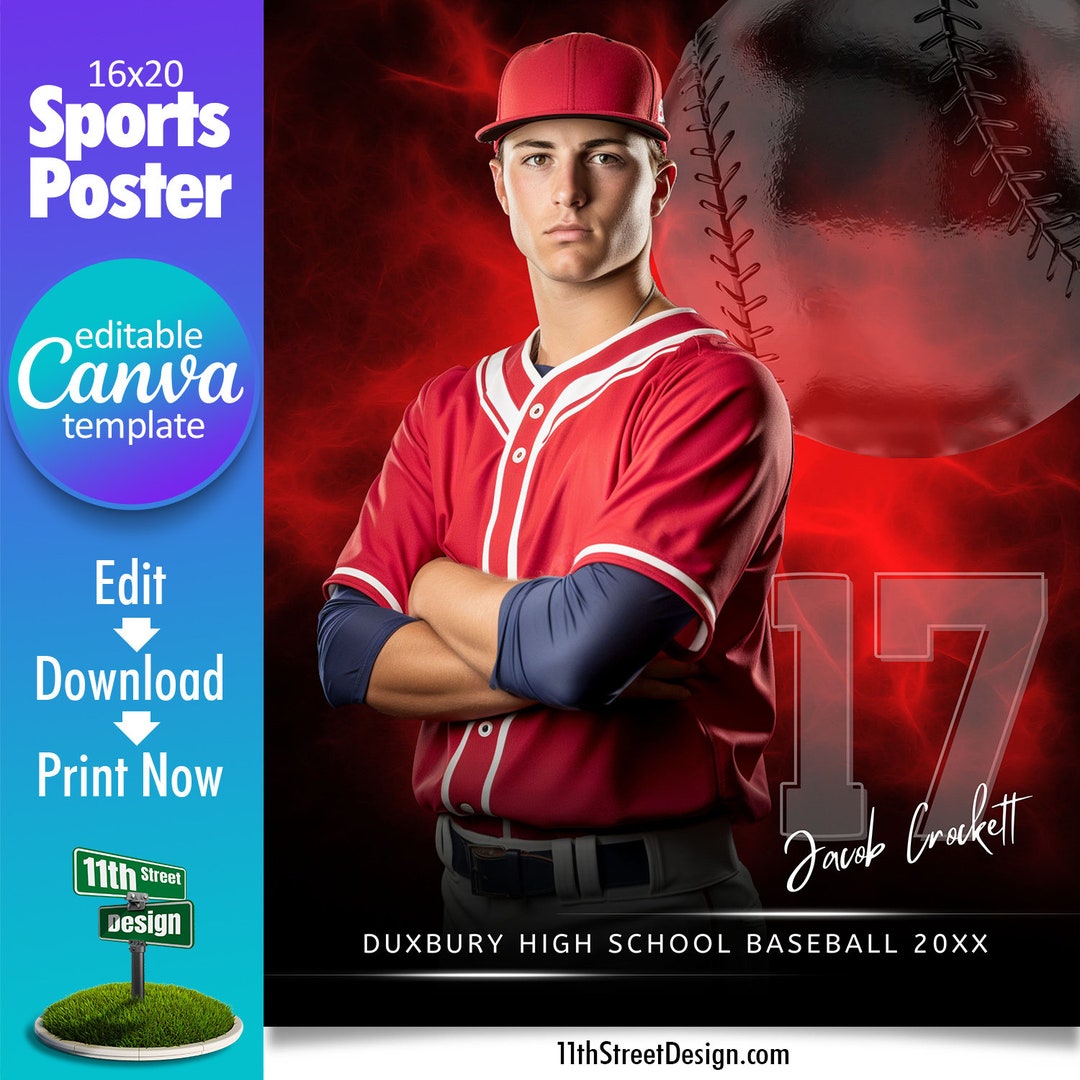 Baseball Poster Canva Template, Design Your Own Custom Senior Baseball ...