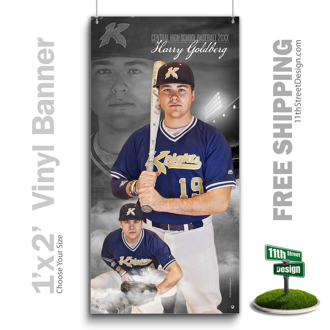 Custom-printed Vinyl Baseball Banner, Weatherproof High School Senior ...