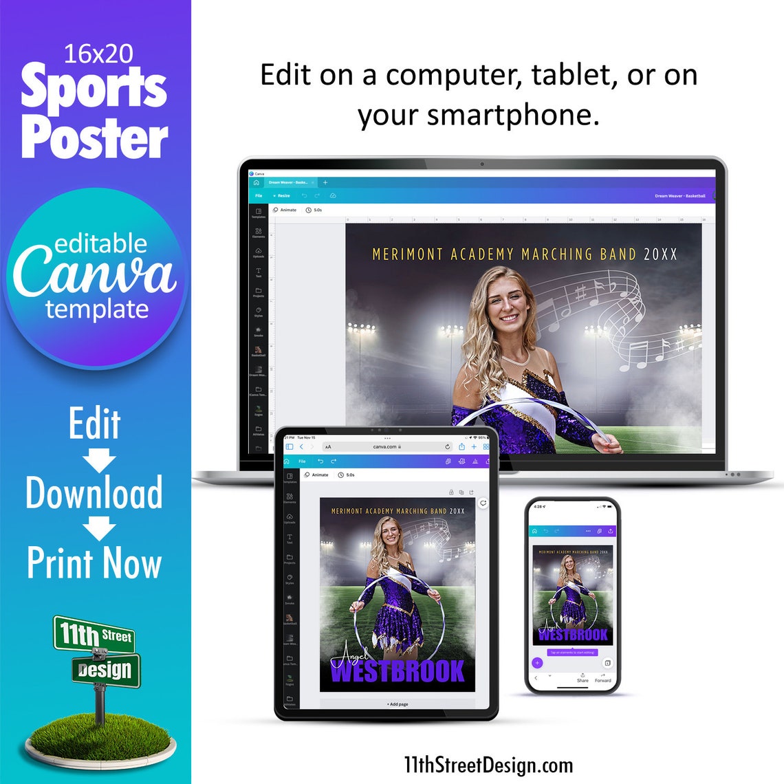 Marching Band Poster Canva Template, Design Your Own Custom Senior ...