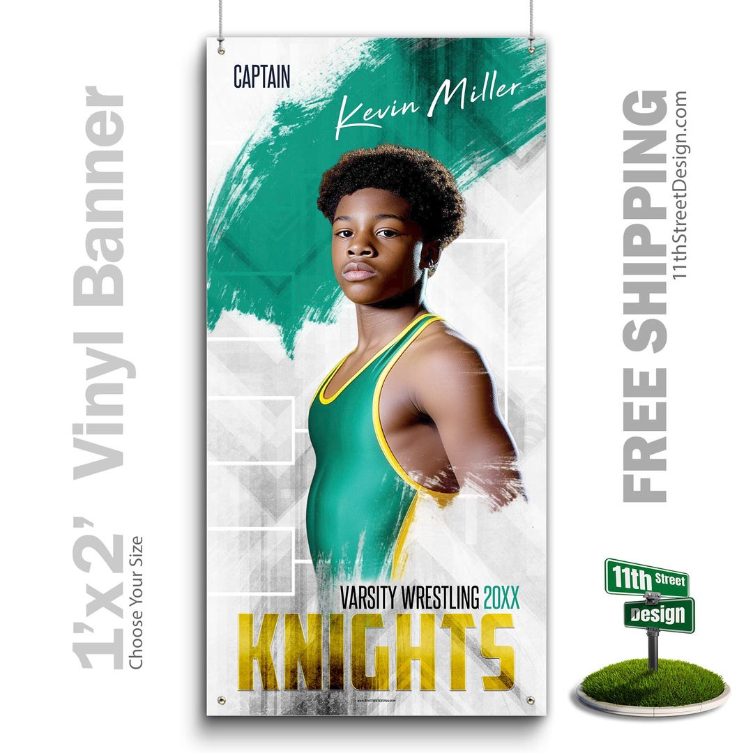 Custom-printed Vinyl Wrestling Banner, Weatherproof High School Senior ...