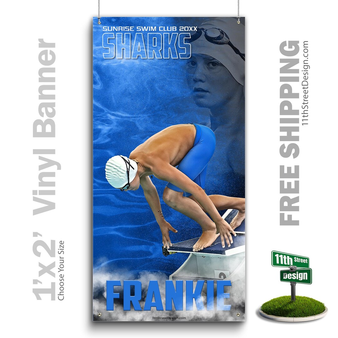 Custom-printed Vinyl Swimming Banner, Weatherproof High School Senior ...