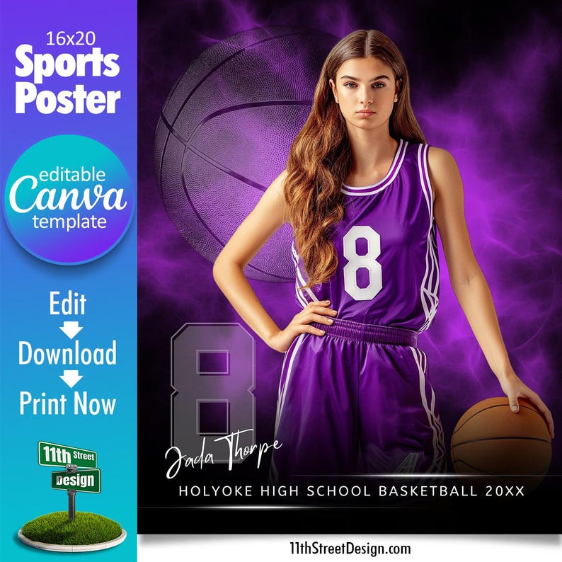 Basketball Poster Canva Template, Design Your Own Custom Senior ...
