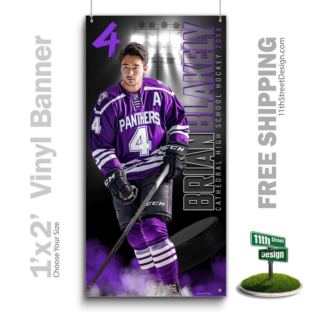Custom-printed Vinyl Hockey Banner, Weatherproof High School Senior ...