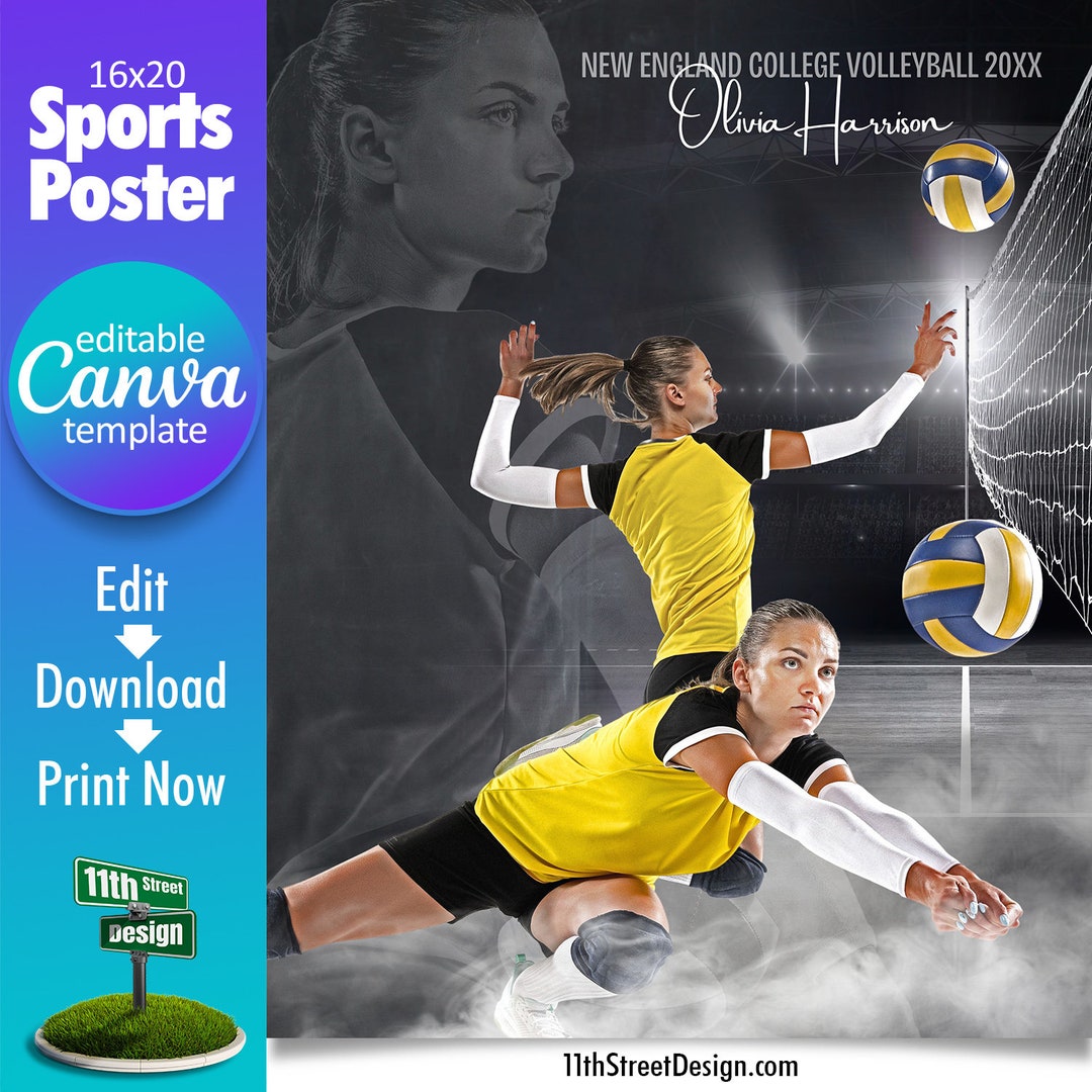 Volleyball Poster Canva Template, Design Your Own Custom Senior ...