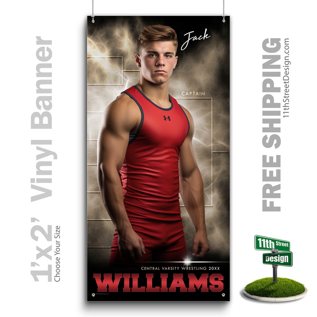 Custom-printed Vinyl Wrestling Banner, Weatherproof High School Senior ...