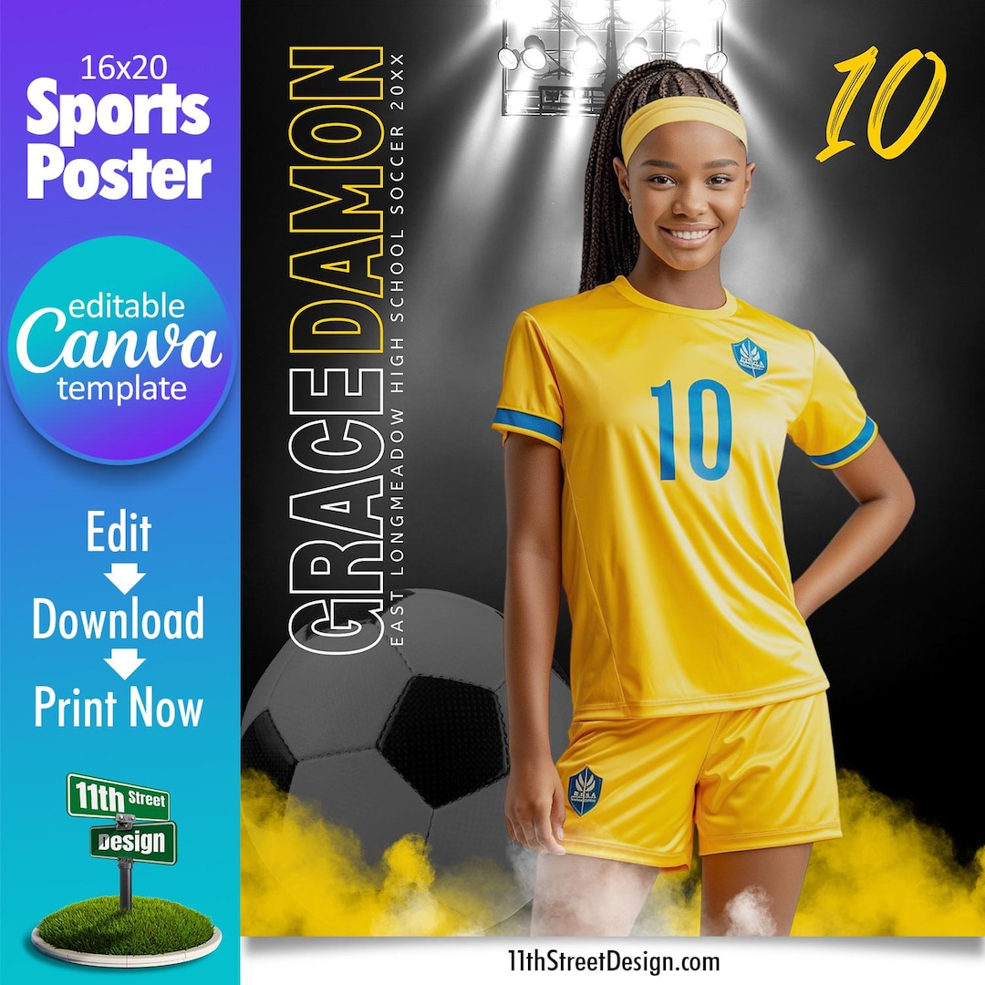 Soccer Poster Canva Template, Design Your Own Custom Senior Soccer Team ...