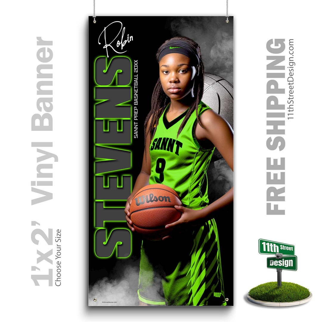 Custom-printed Vinyl Basketball Banner, Weatherproof High School Senior ...