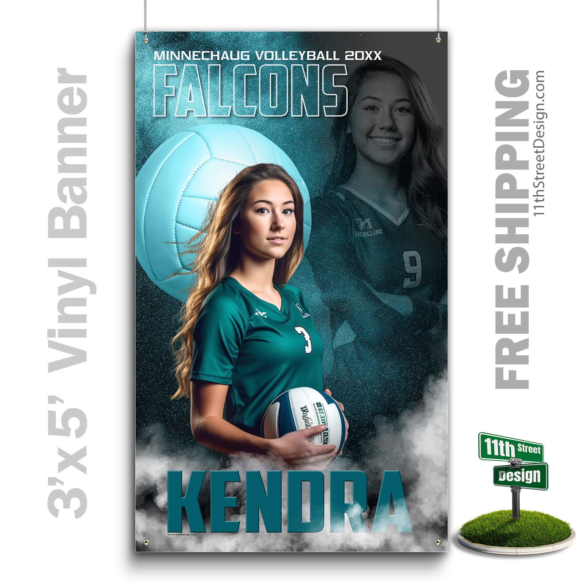 Custom-printed Vinyl Volleyball Banner, Weatherproof High School Senior ...