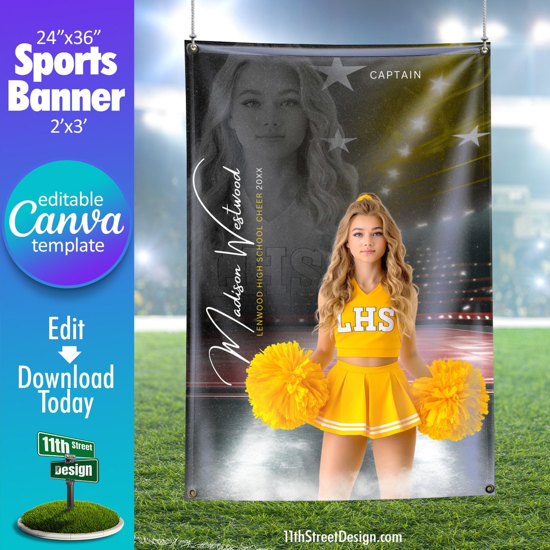 Cheerleader Banner Canva Template, Design Your Own Custom Senior Cheer ...
