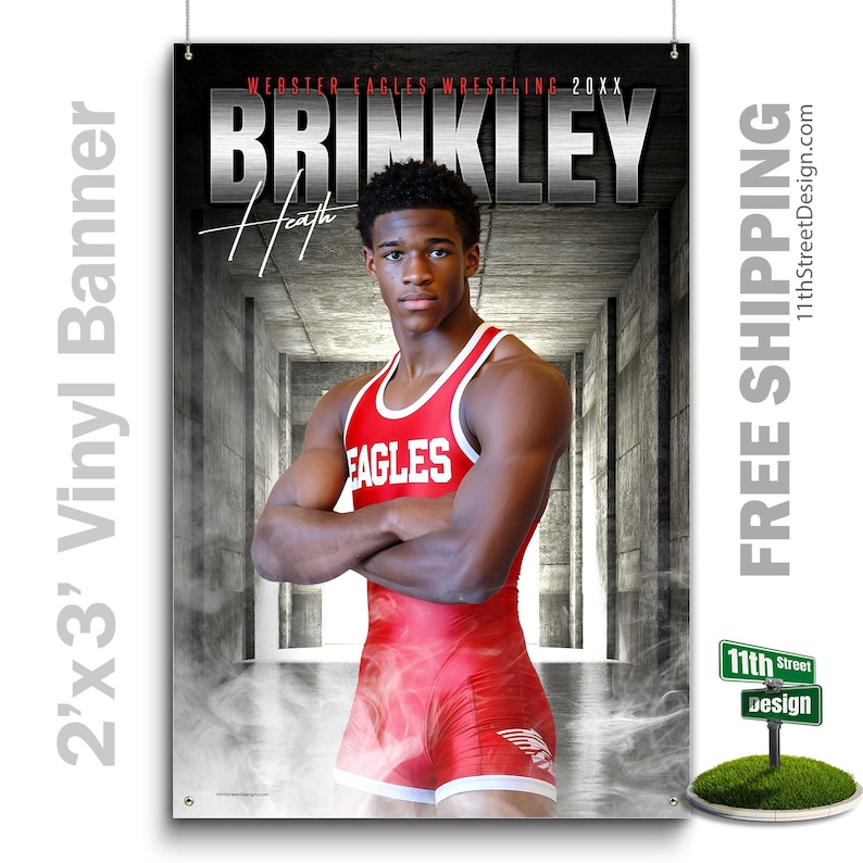 Custom-printed Vinyl Wrestling Banner, Weatherproof High School Senior ...