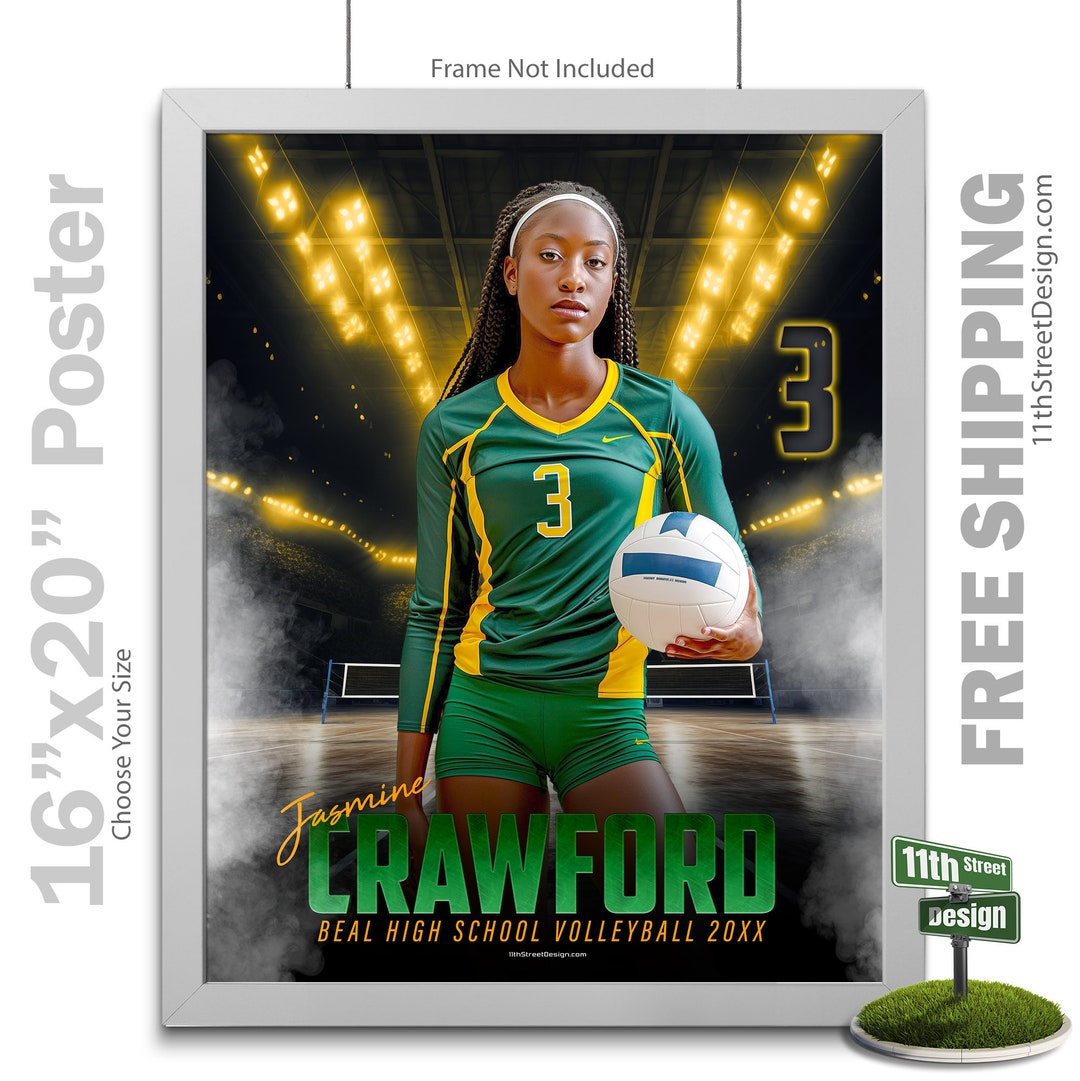 Custom-printed Volleyball Poster, High School Senior Night Sports ...