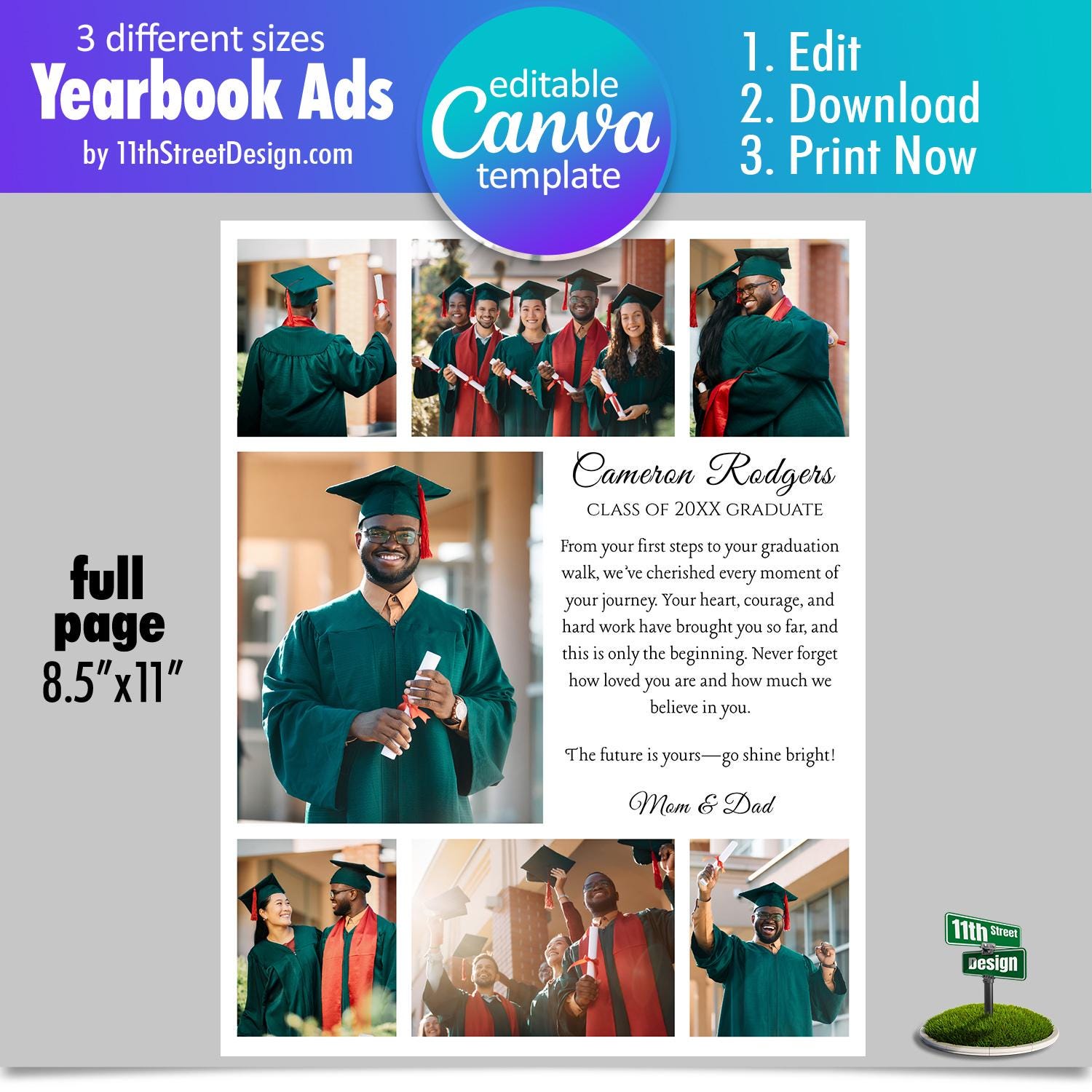 Shine Bright Yearbook Ad Template | Senior Ad for Yearbook | Editable ...