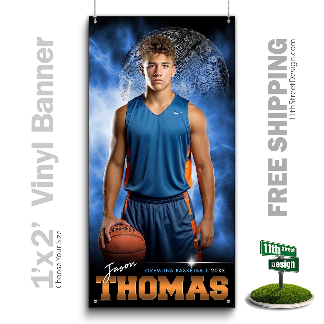 Custom-printed Vinyl Basketball Banner, Weatherproof High School Senior ...
