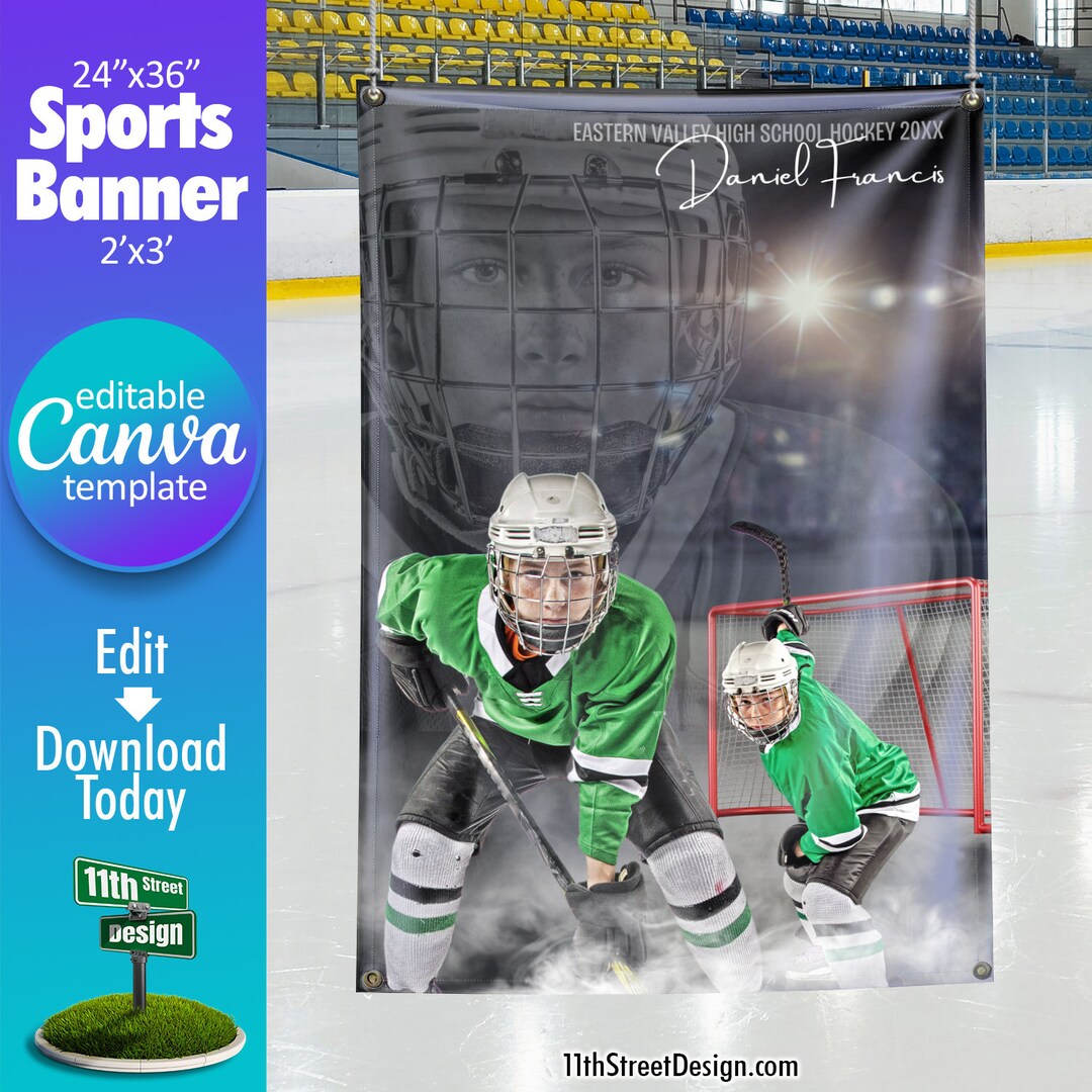 Hockey Banner Canva Template, Design Your Own Custom Senior Hockey Team ...