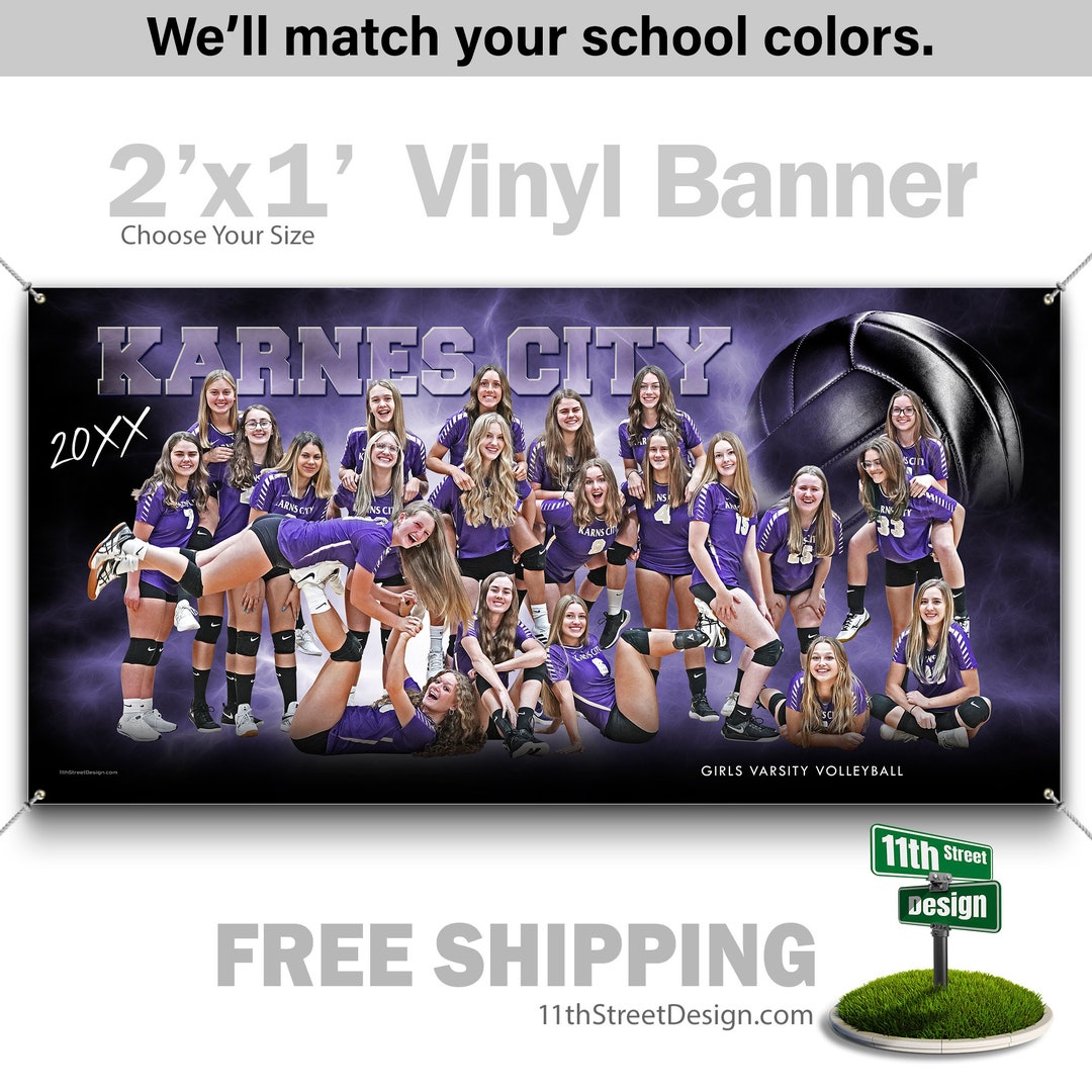 Custom-printed Vinyl Volleyball Team Banner, Weatherproof High School ...