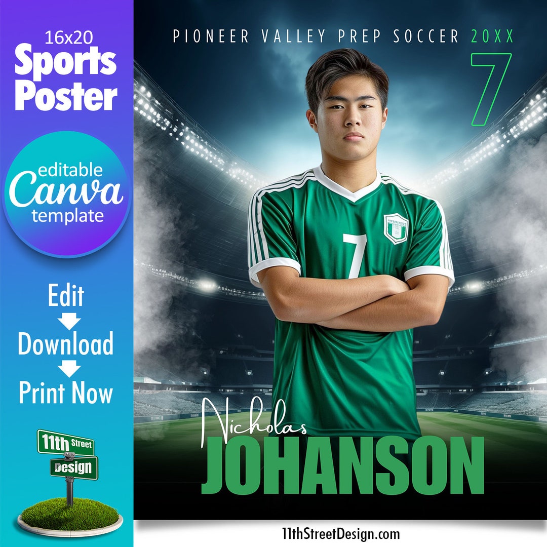 Soccer Poster Canva Template, Design Your Own Custom Senior Soccer Team ...