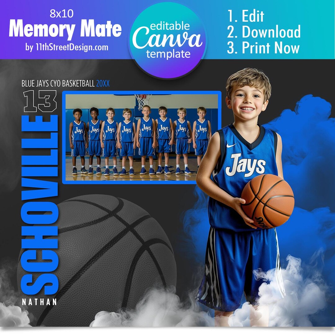 Basketball Memory Mate Canva Template, Design Your Own Custom ...