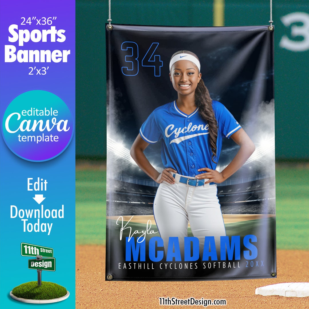 Softball Banner Canva Template, Design Your Own Custom Senior Softball ...