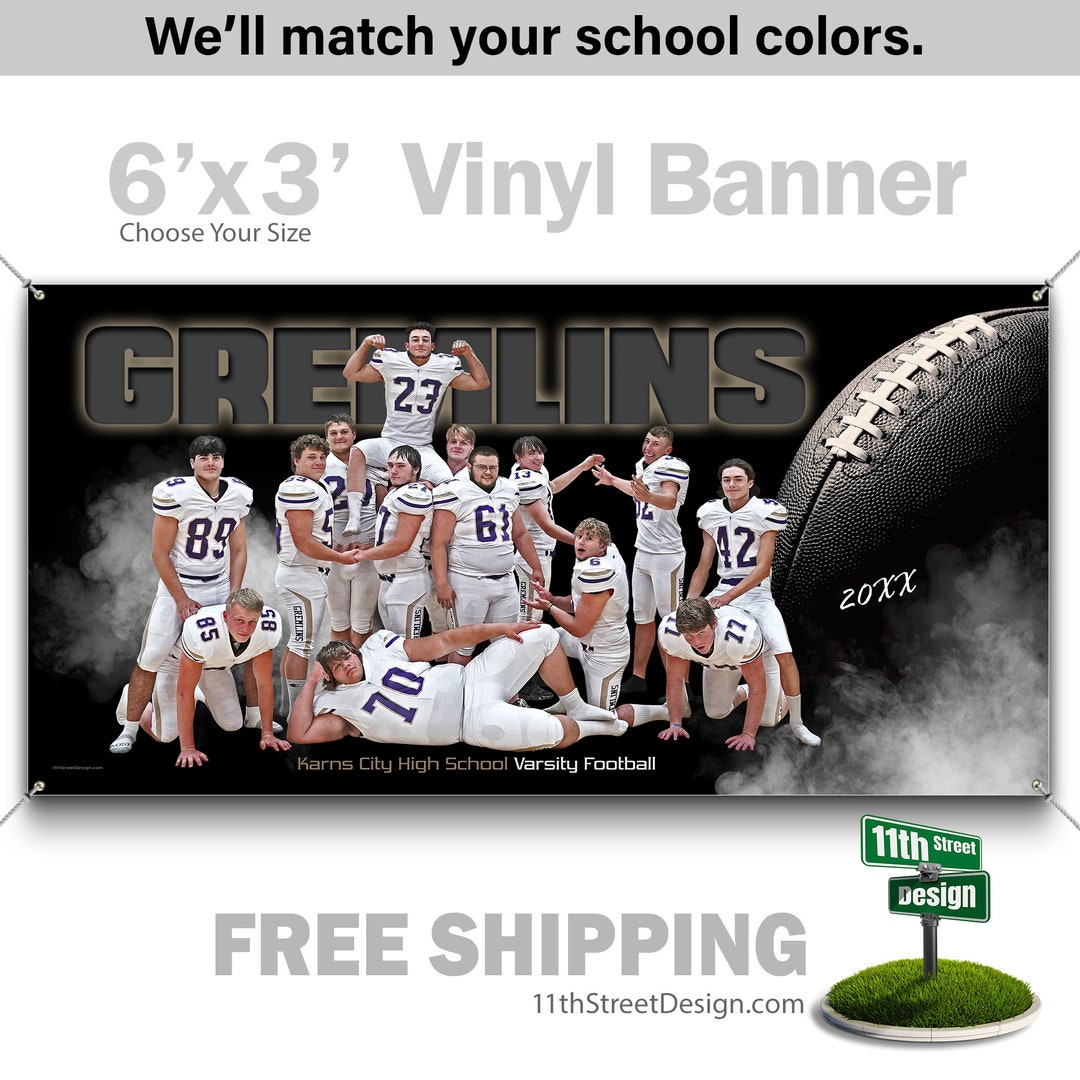 Custom-printed Vinyl Football Team Banner, Weatherproof High School ...