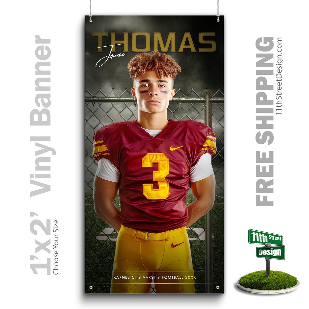Custom-printed Vinyl Football Banner, Weatherproof High School Senior ...