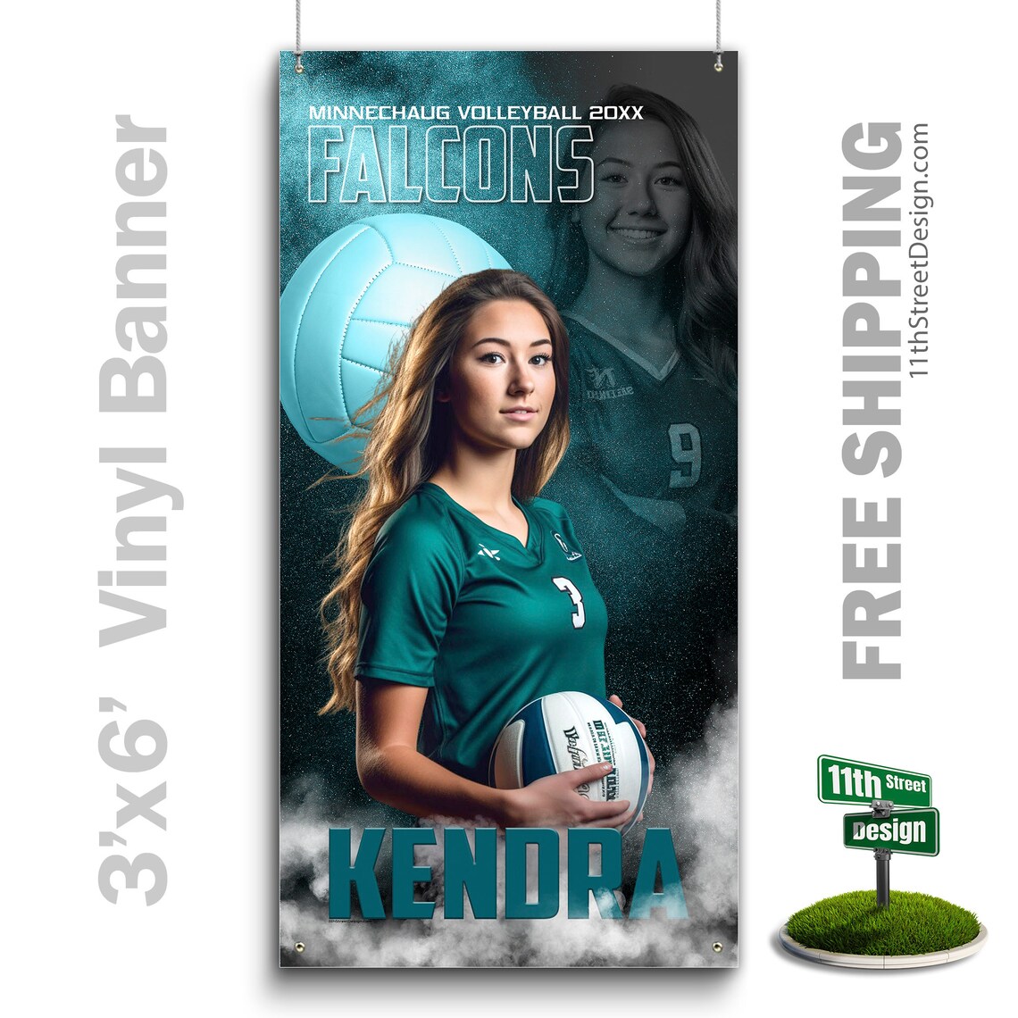 Custom-printed Vinyl Volleyball Banner, Weatherproof High School Senior ...