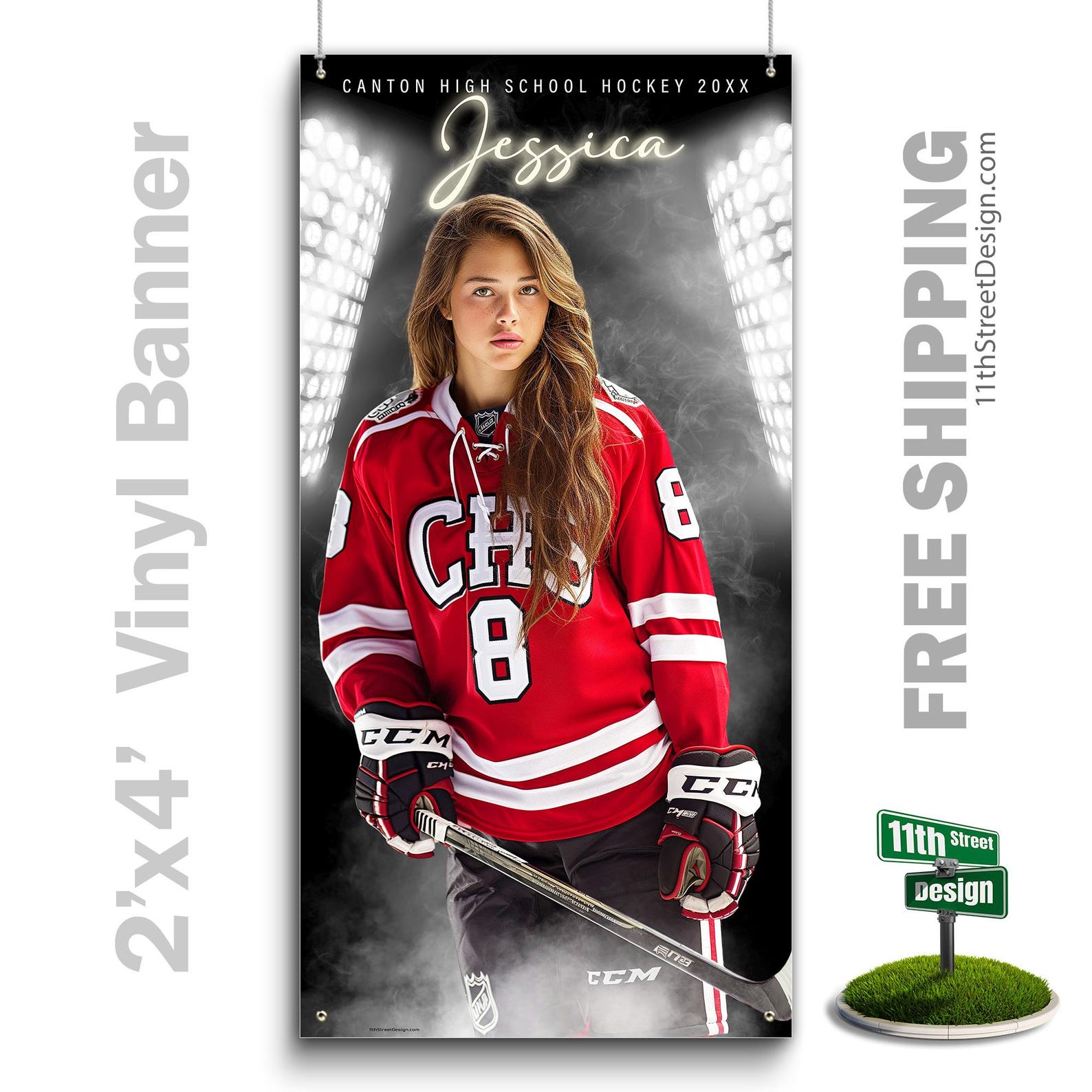 Custom-printed Vinyl Hockey Banner, Weatherproof High School Senior ...