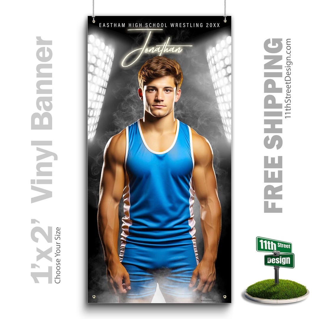 Custom-printed Vinyl Wrestling Banner, Weatherproof High School Senior ...
