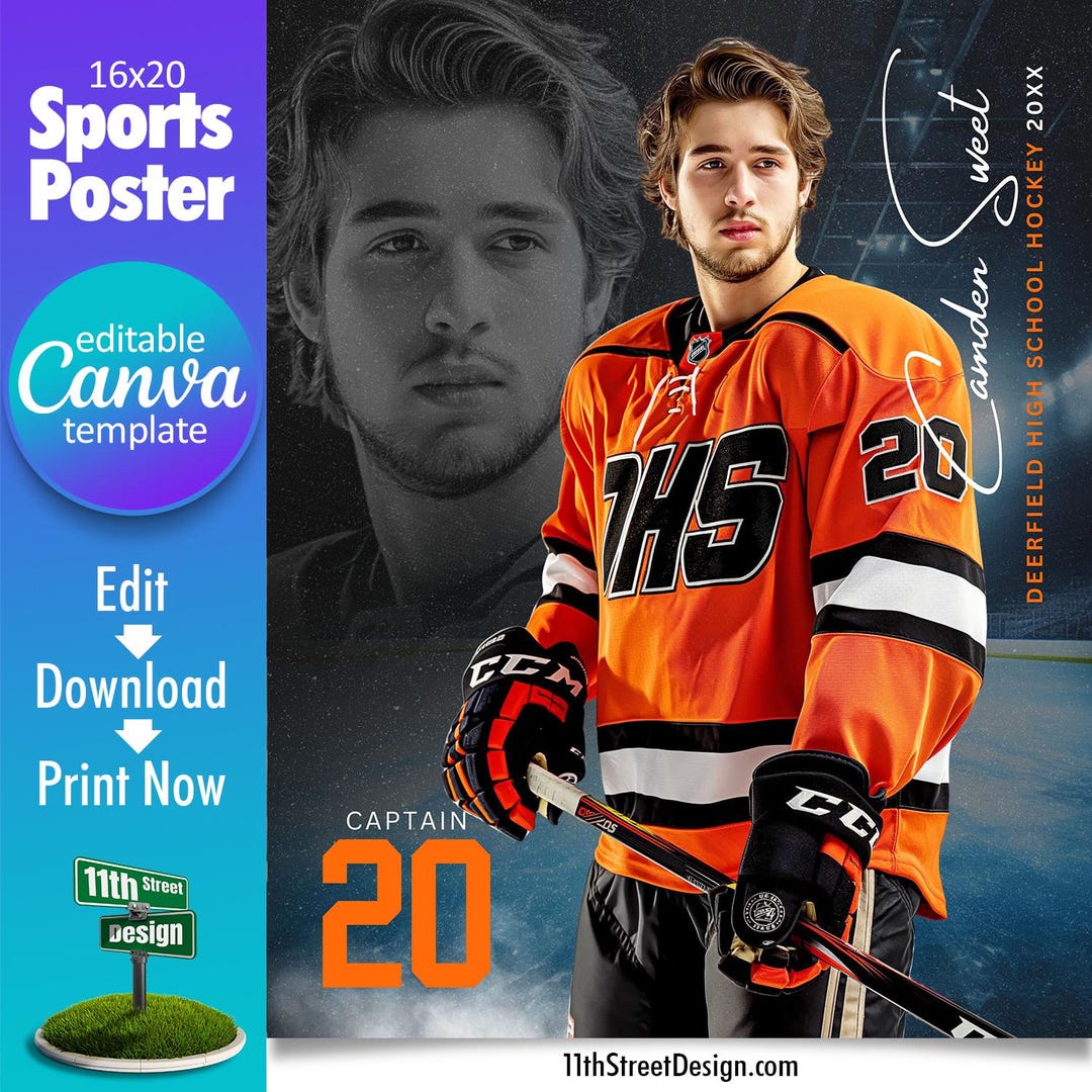 Hockey Poster Canva Template, Design Your Own Custom Senior Hockey Team ...