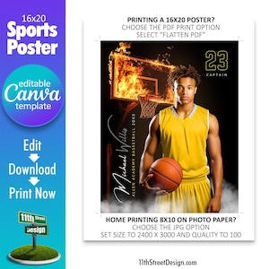 Basketball Poster Canva Template, Design Your Own Custom Senior ...
