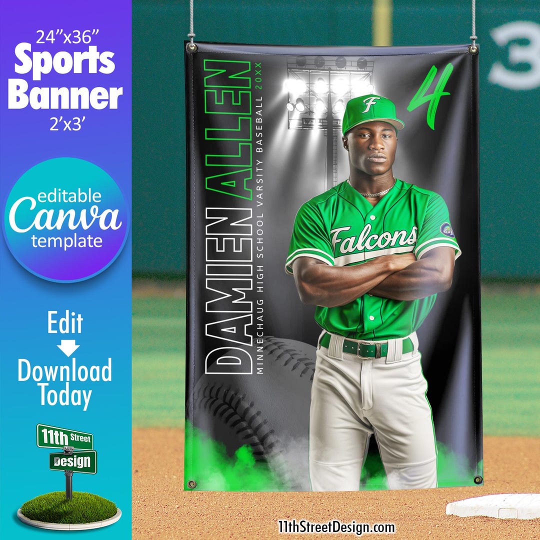 Baseball Banner Canva Template, Design Your Own Custom Senior Baseball ...