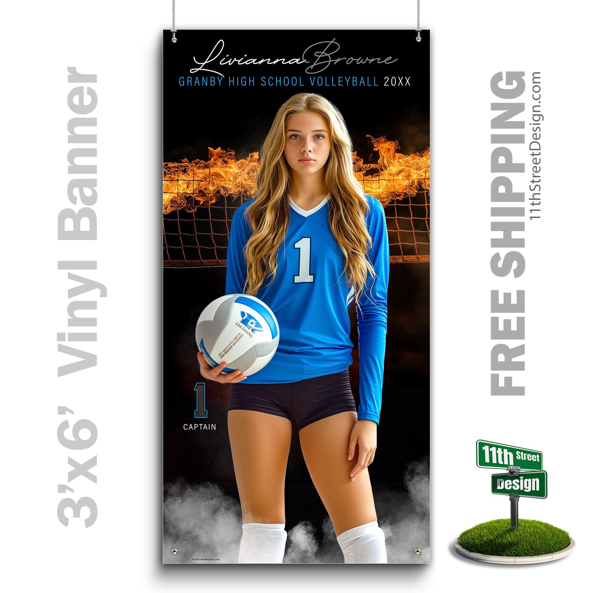 Custom-printed Vinyl Volleyball Banner, Weatherproof High School Senior ...