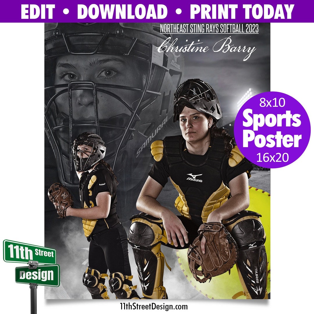 Softball Poster, Edit Now, Print Today, Digital Download, Senior Night ...