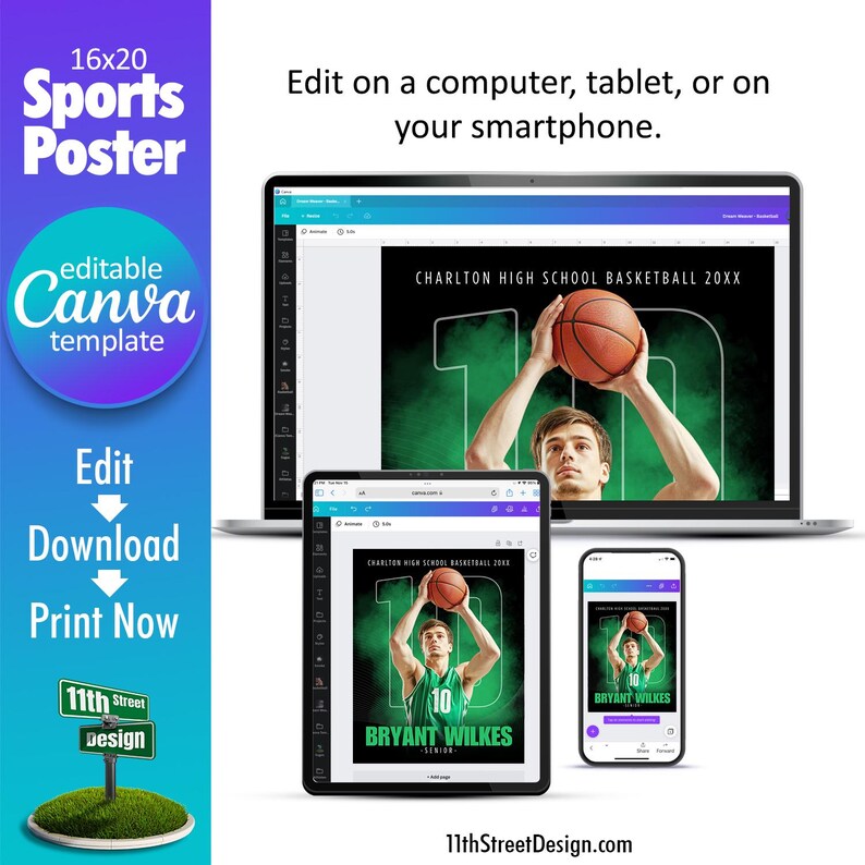 Basketball Poster Canva Template, Design Your Own Custom Senior ...