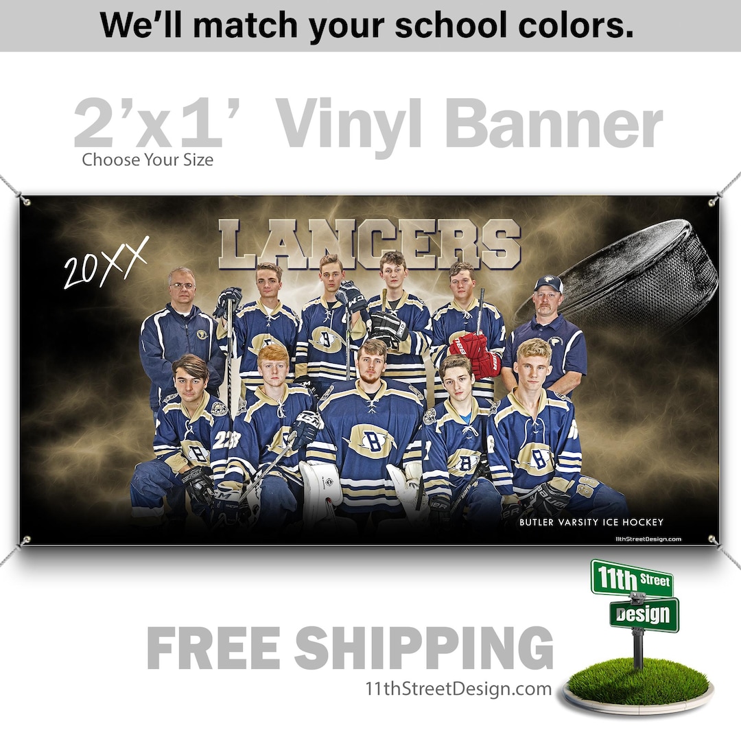 Custom-printed Vinyl Hockey Team Banner, Weatherproof High School ...