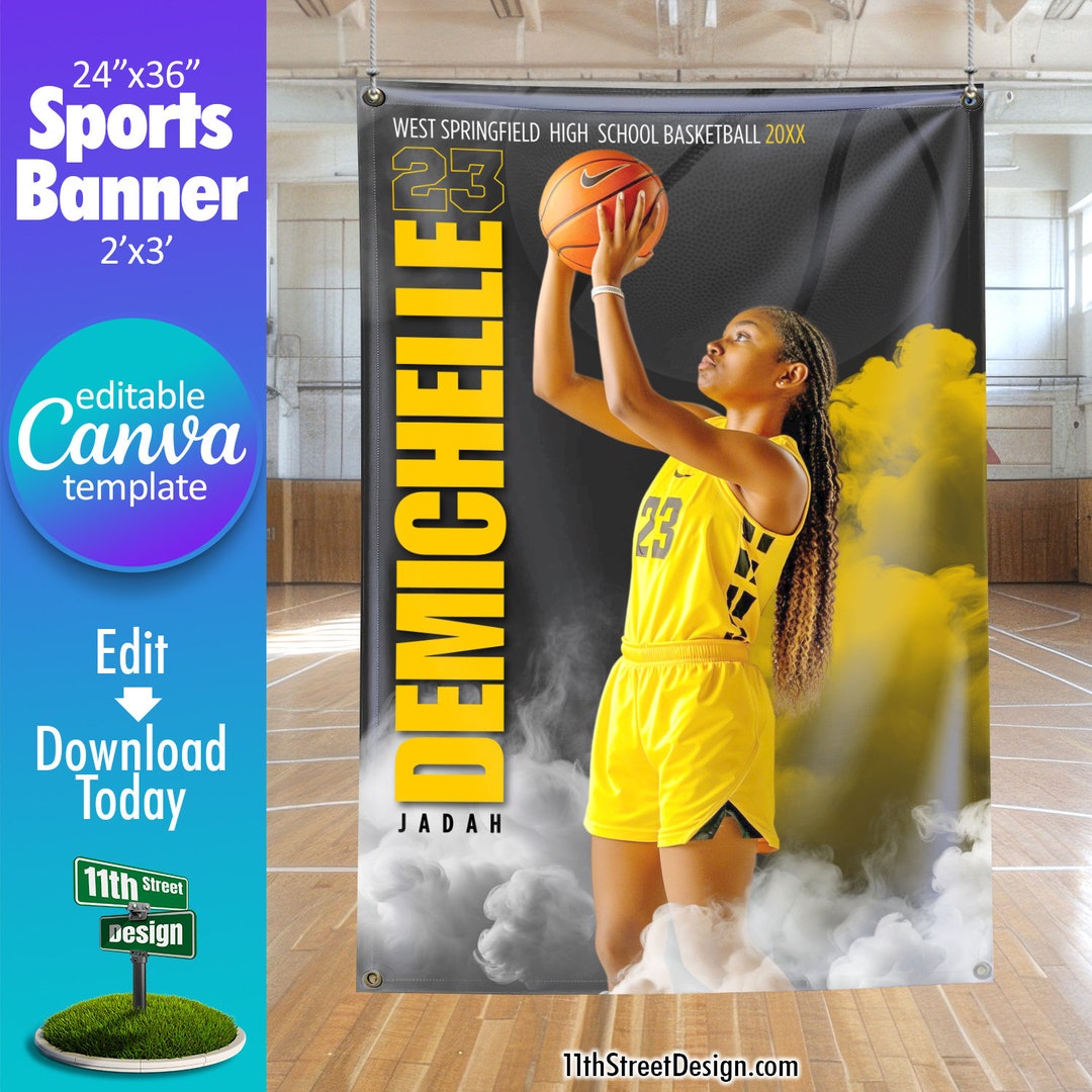Basketball Banner Canva Template, Design Your Own Custom Senior ...